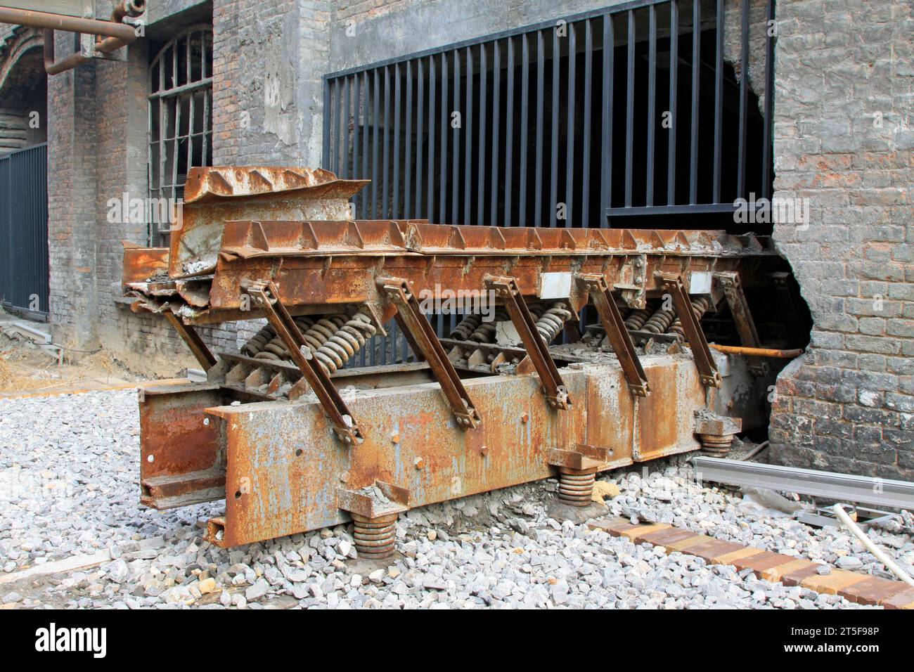 abandoned manufacturing transmission device in a factory Stock Photo ...