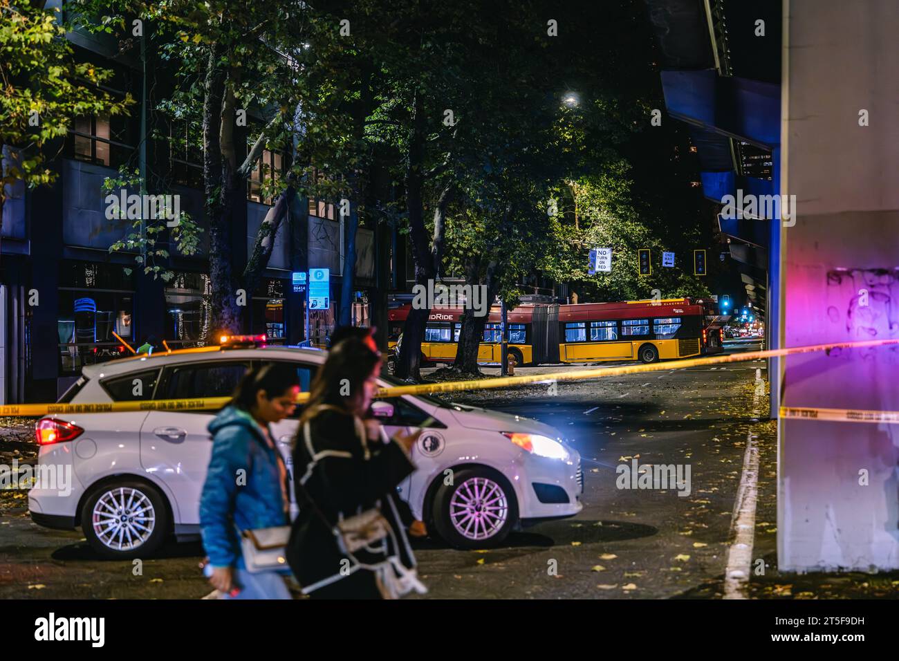 The crime scene where a bus crashed into a building in Seattle killing ...