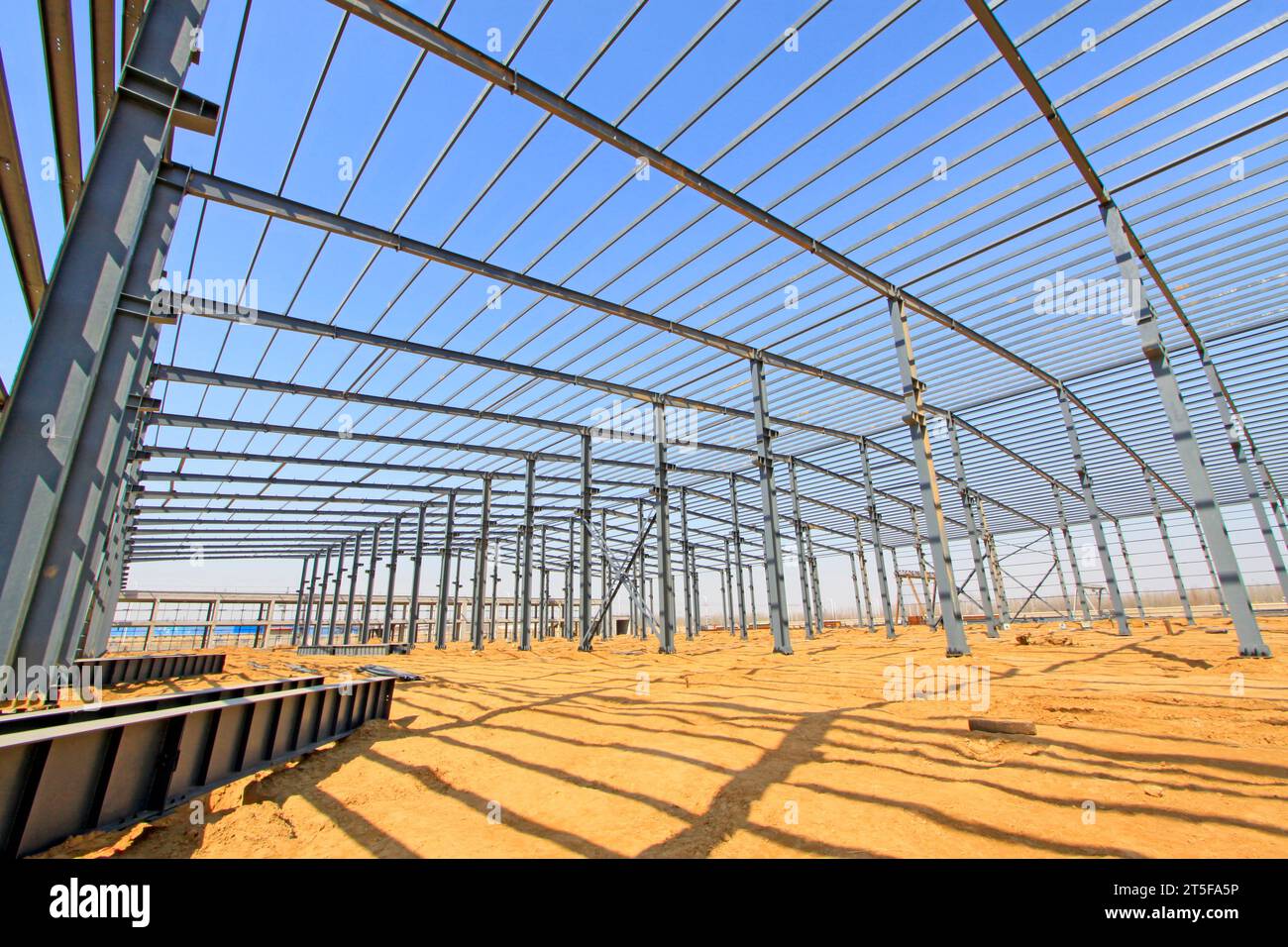 industrial production workshop roof steel beam in a factory Stock Photo ...