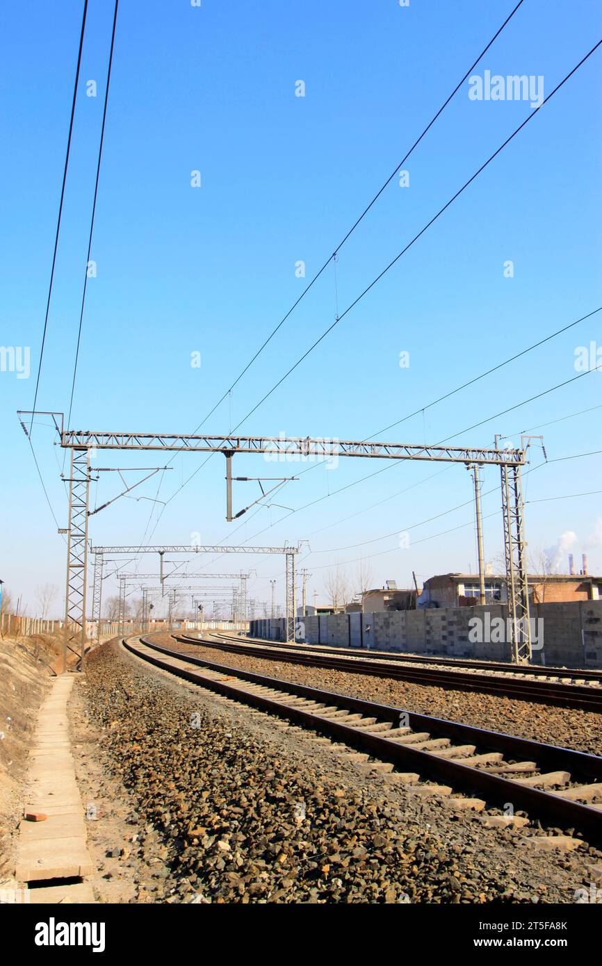 electrification railway contact net steel column, north china Stock ...