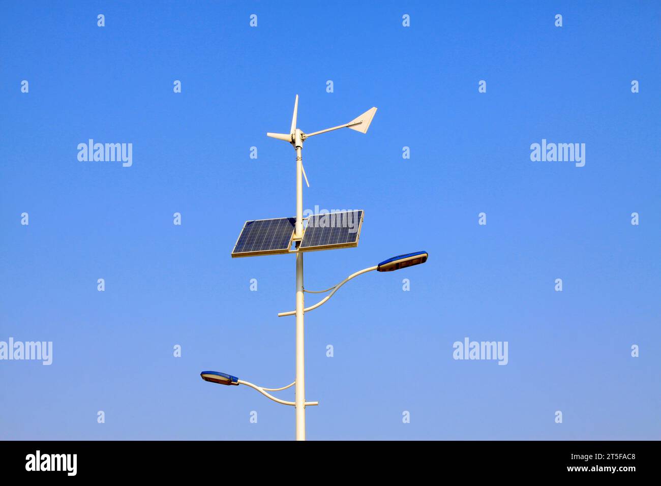 solar and wind power street lights in the sky Stock Photo - Alamy