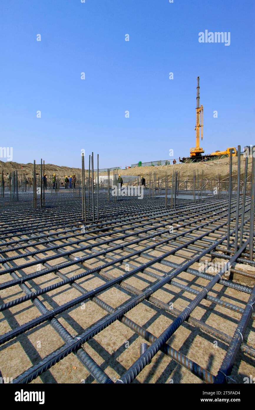 Rebar Engineering at a construction site, north china Stock Photo - Alamy
