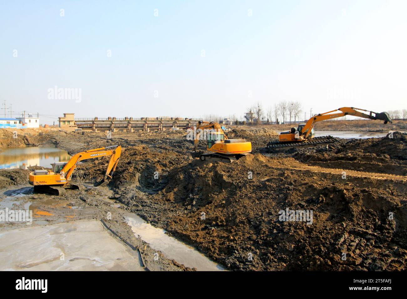 water conservancy dredging engineering field, north china Stock Photo ...