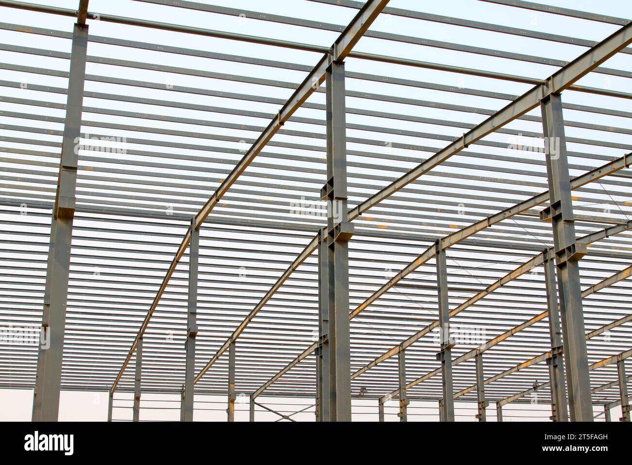 industrial production workshop roof steel beam in a factory Stock Photo ...