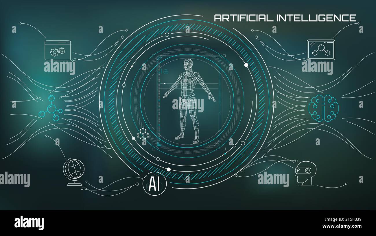 Futuristic interface design with a 3D human model Stock Vector Image ...