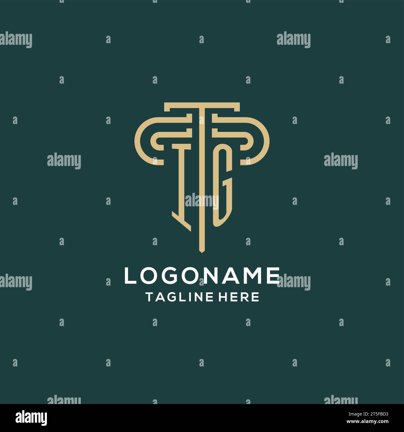 Initial IG pillar logo, elegant and luxury law firm logo vector graphic ...