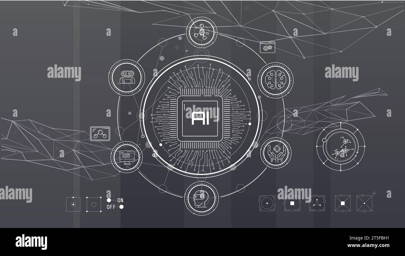 Virtual infographics on the topic of artificial intelligence, machine ...