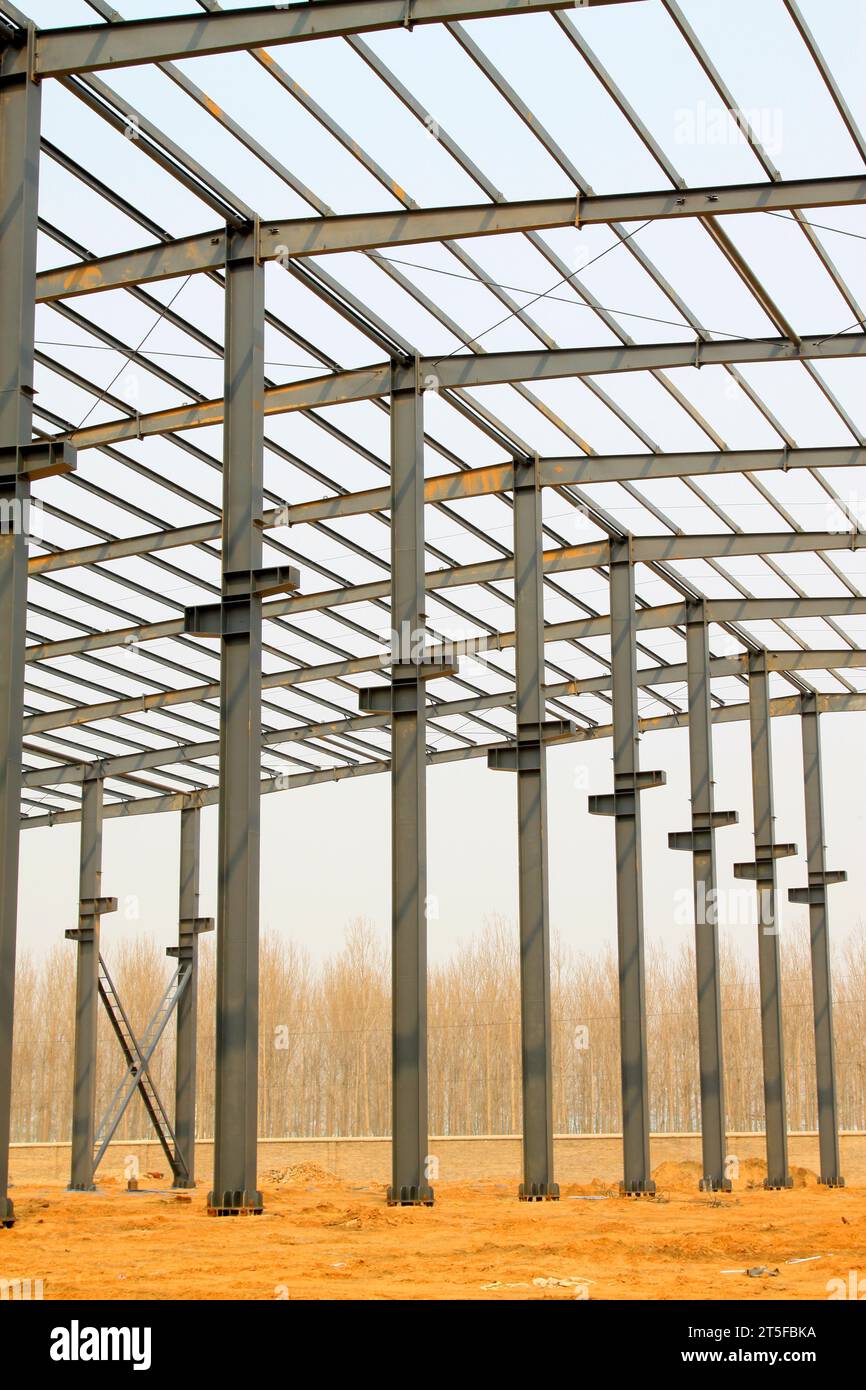 industrial production workshop roof steel beam in a factory Stock Photo ...