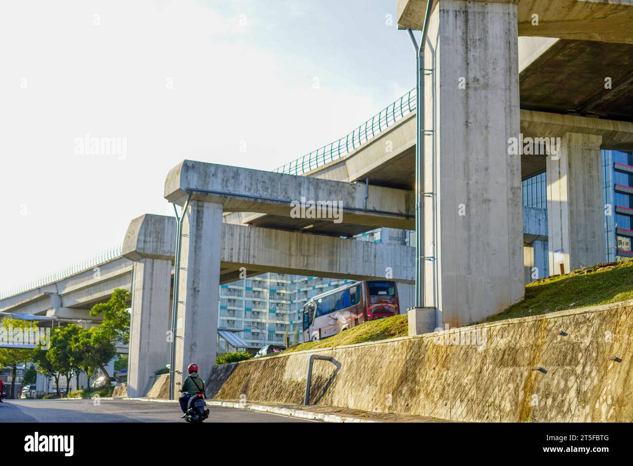 Detailed shot of a rectangular concrete structure in a highway's ...