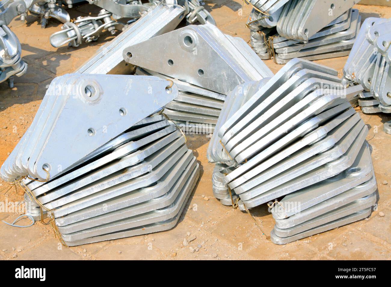 high voltage electric tower stainless steel components, closeup of ...