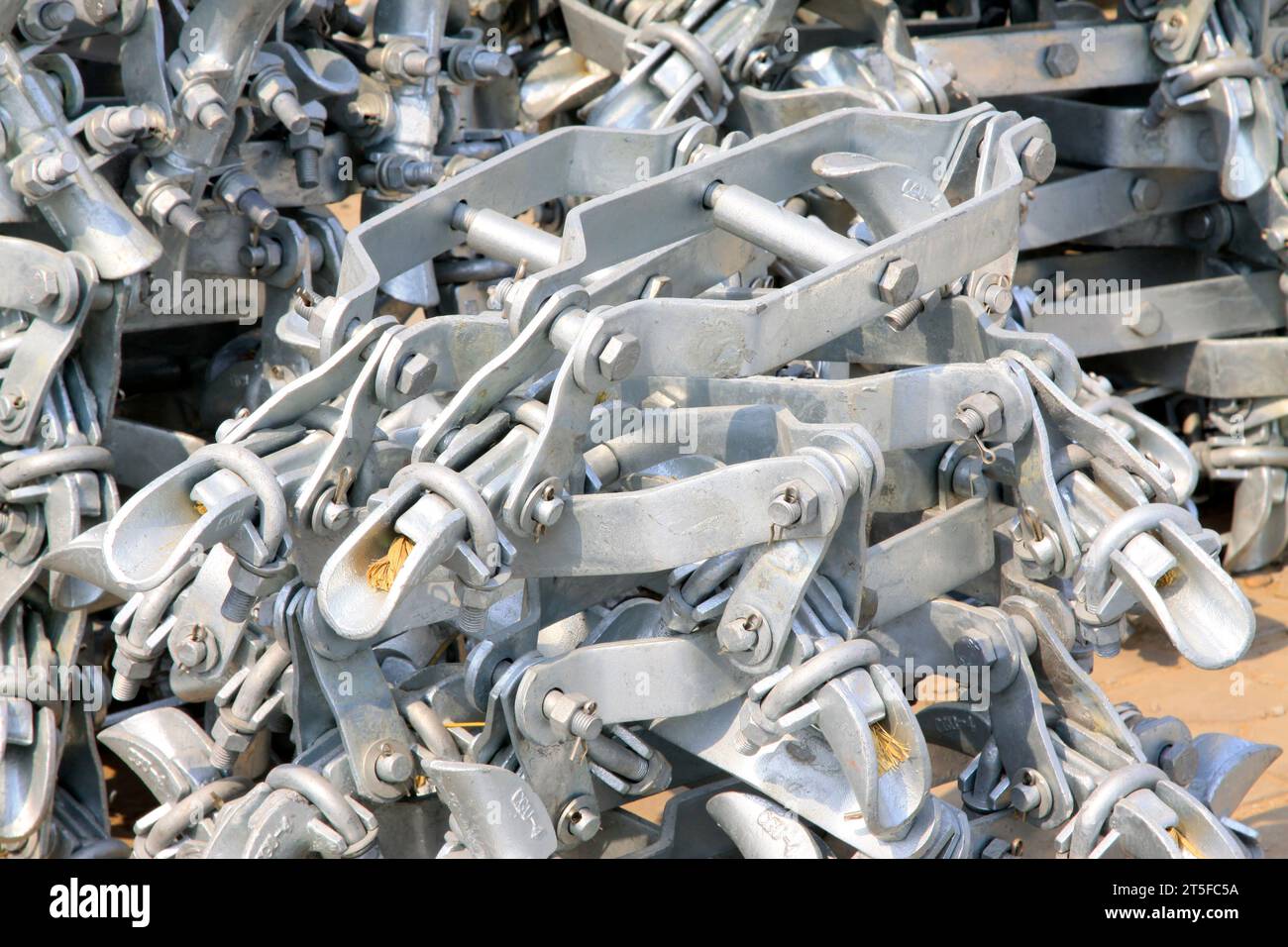 high voltage electric tower stainless steel components, closeup of ...