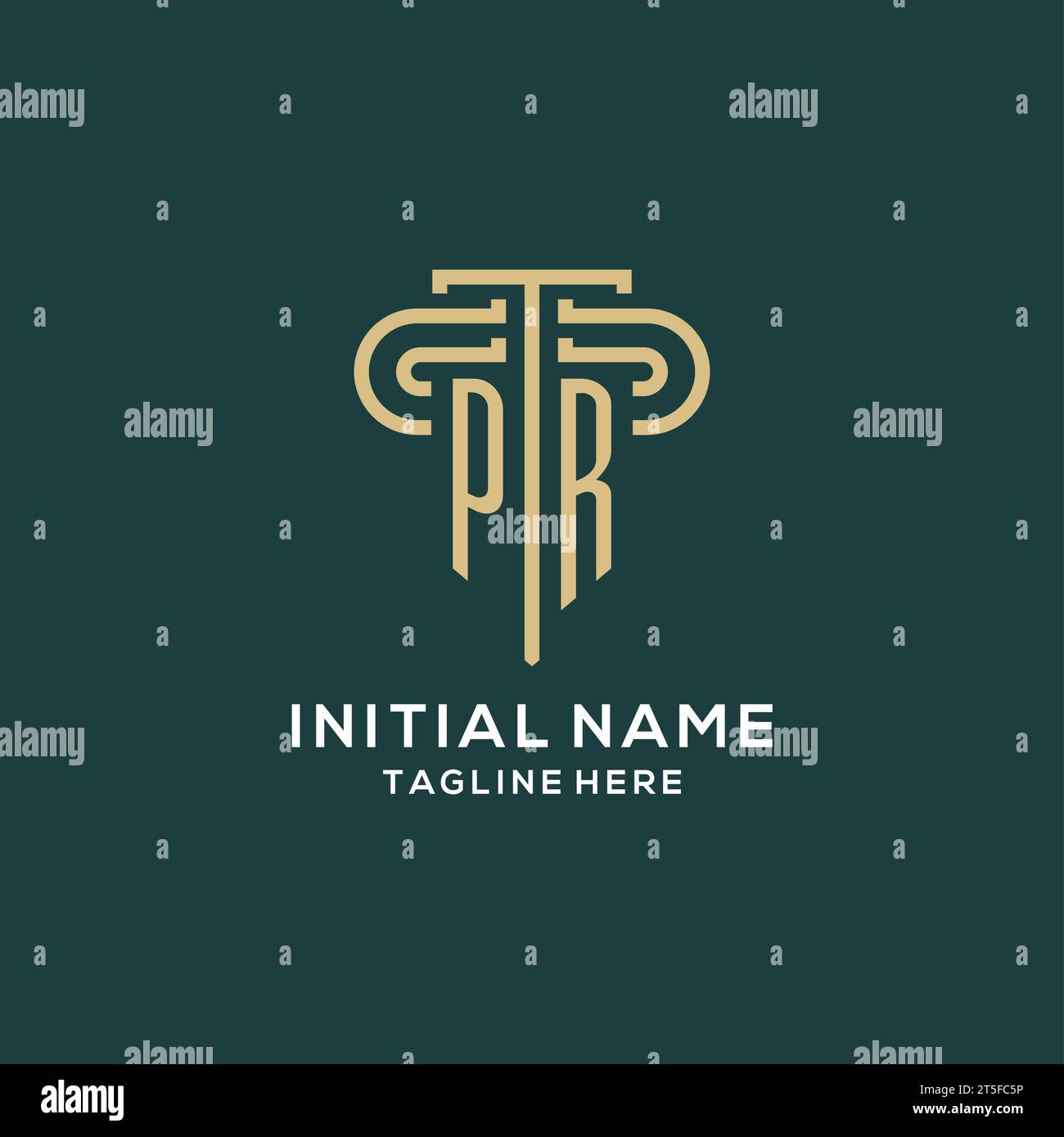 Initial PR pillar logo, elegant and luxury law firm logo vector graphic ...