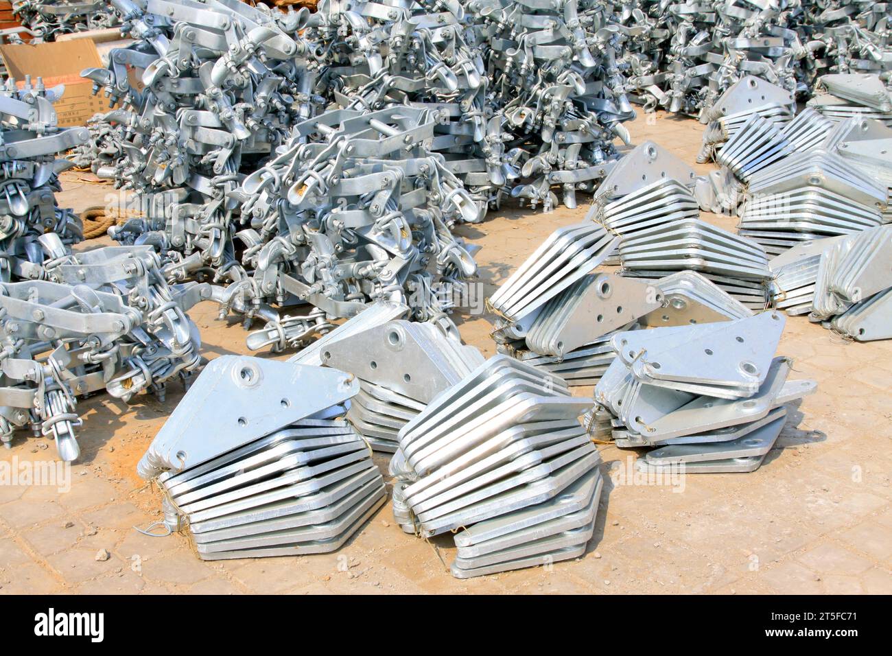 high voltage electric tower stainless steel components, closeup of ...