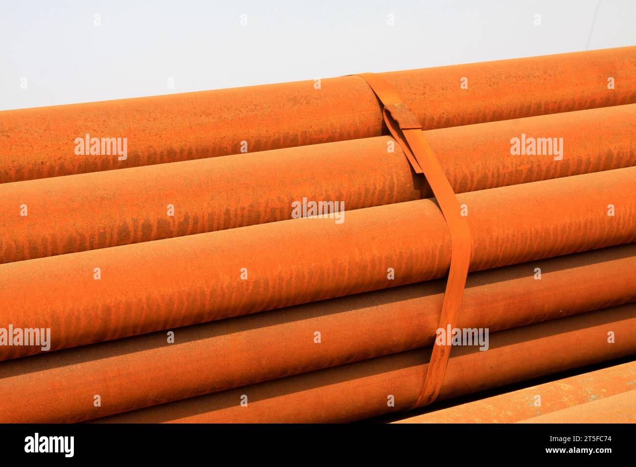 oxidation rusty steel banding together in a construction site Stock ...