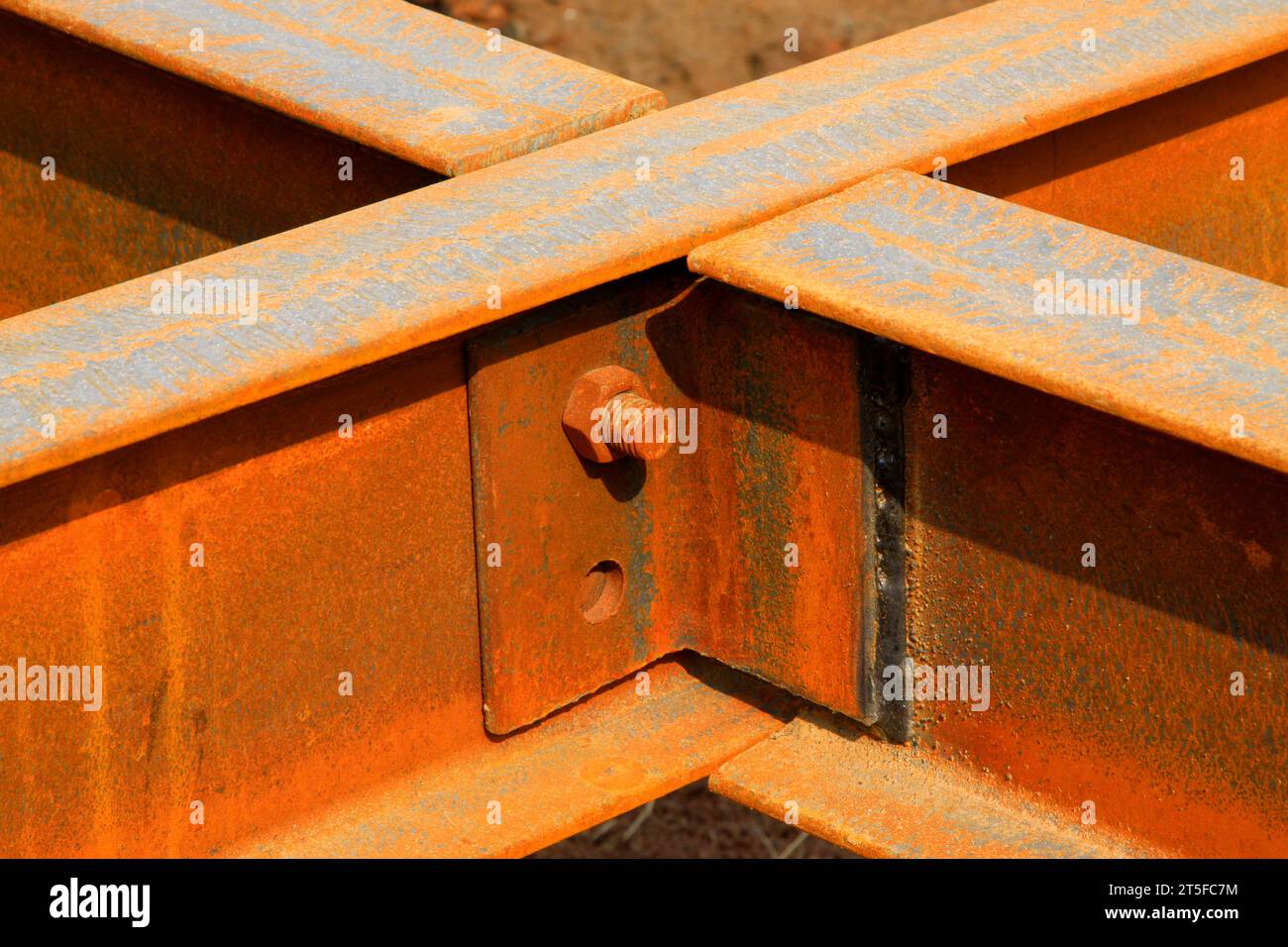 steel plate member oxidation rust in a construction site Stock Photo ...