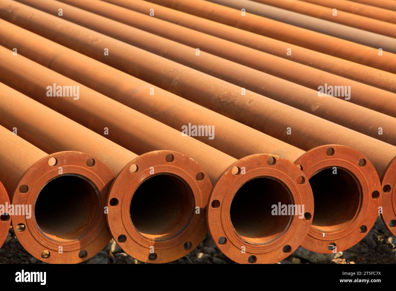 seamless steel tube cross section in a construction site Stock Photo ...