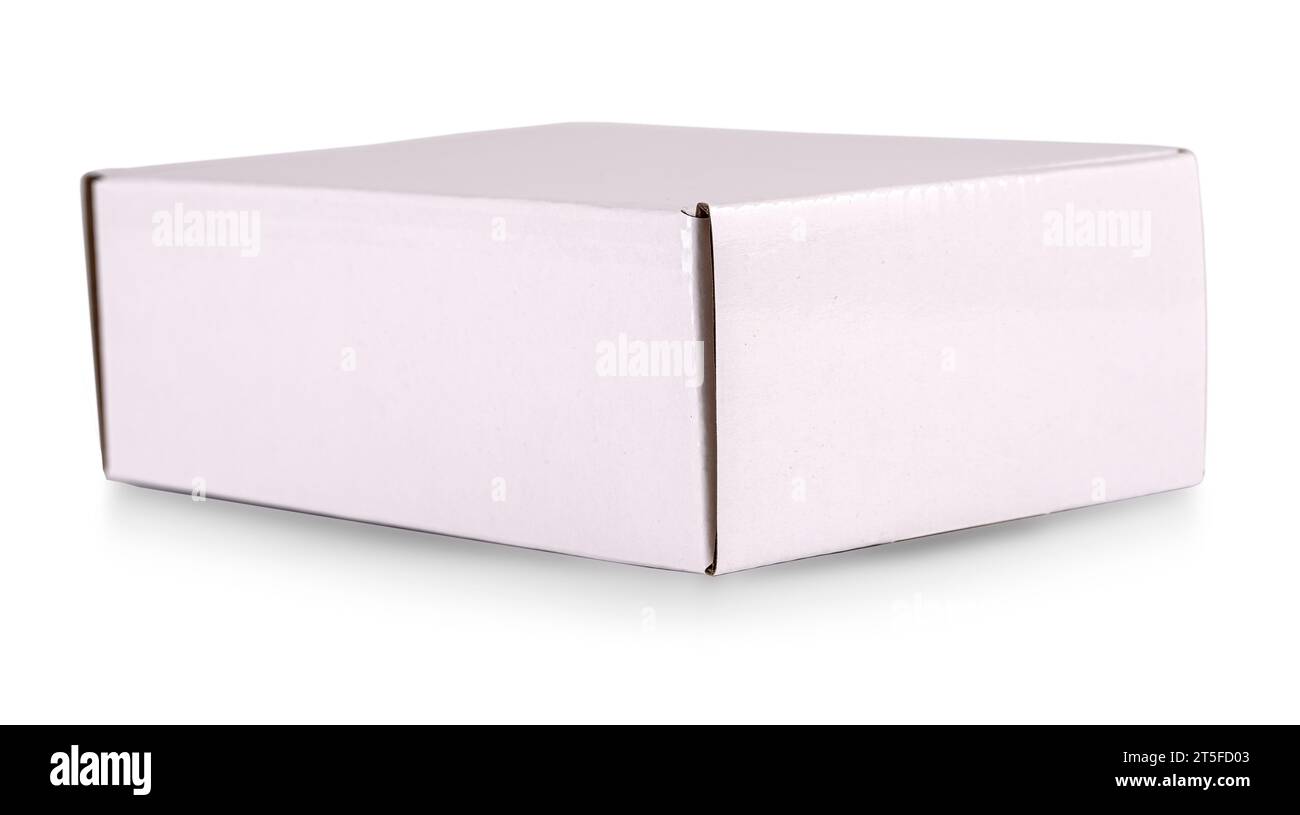 The White cardboard postal, mailing box mockup isolated on white ...