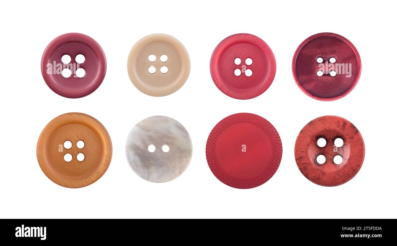 Group of various sewing clothing buttons isolated on white background ...