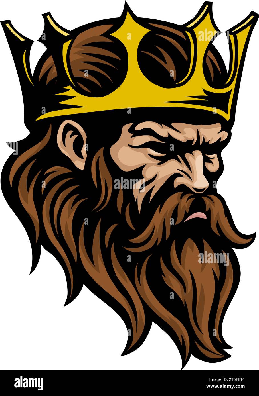 King Crown Warrior Head Mascot Medieval Face Man Stock Vector Image ...