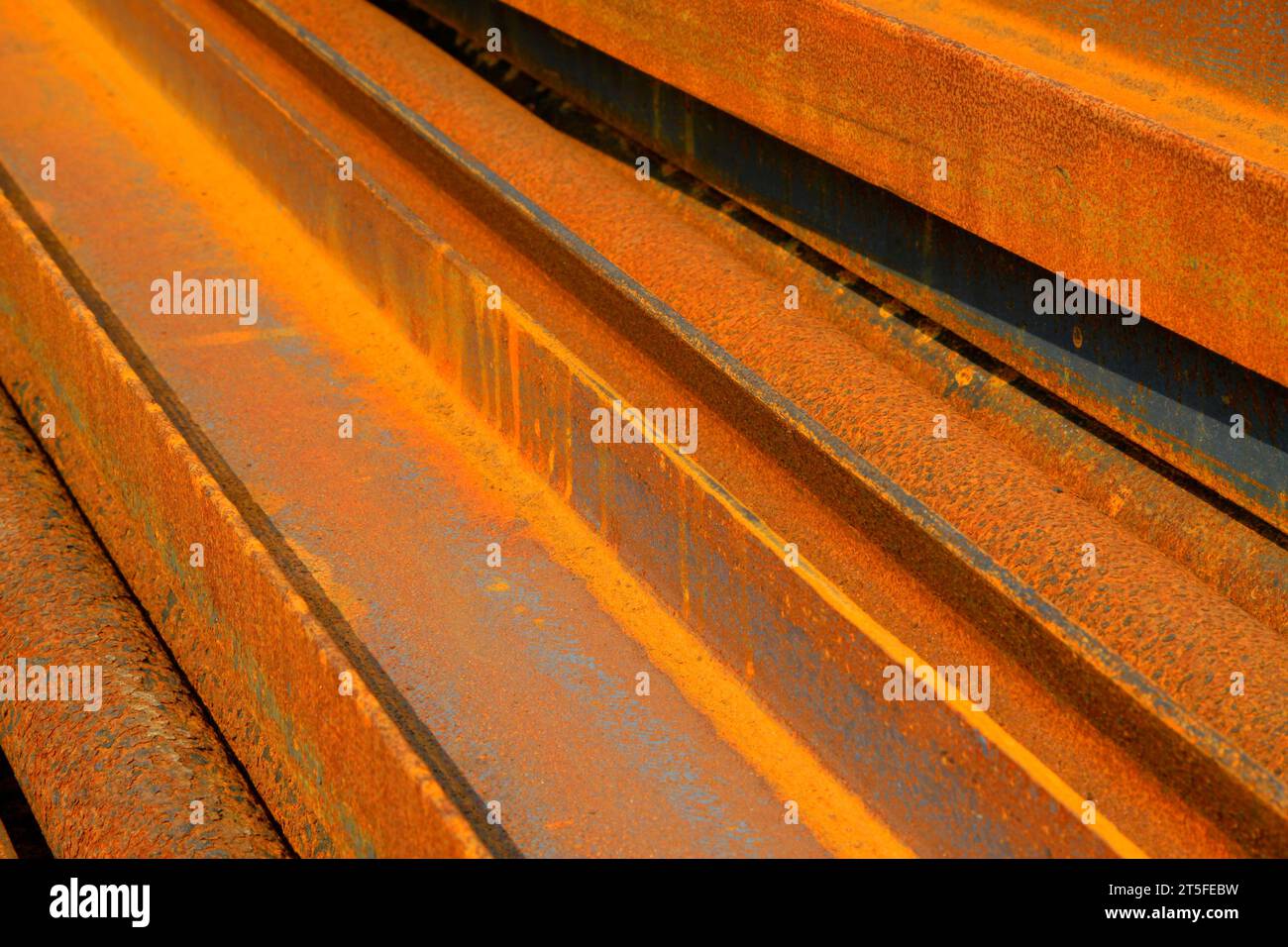 oxidation rusty steel rail in a factory Stock Photo - Alamy