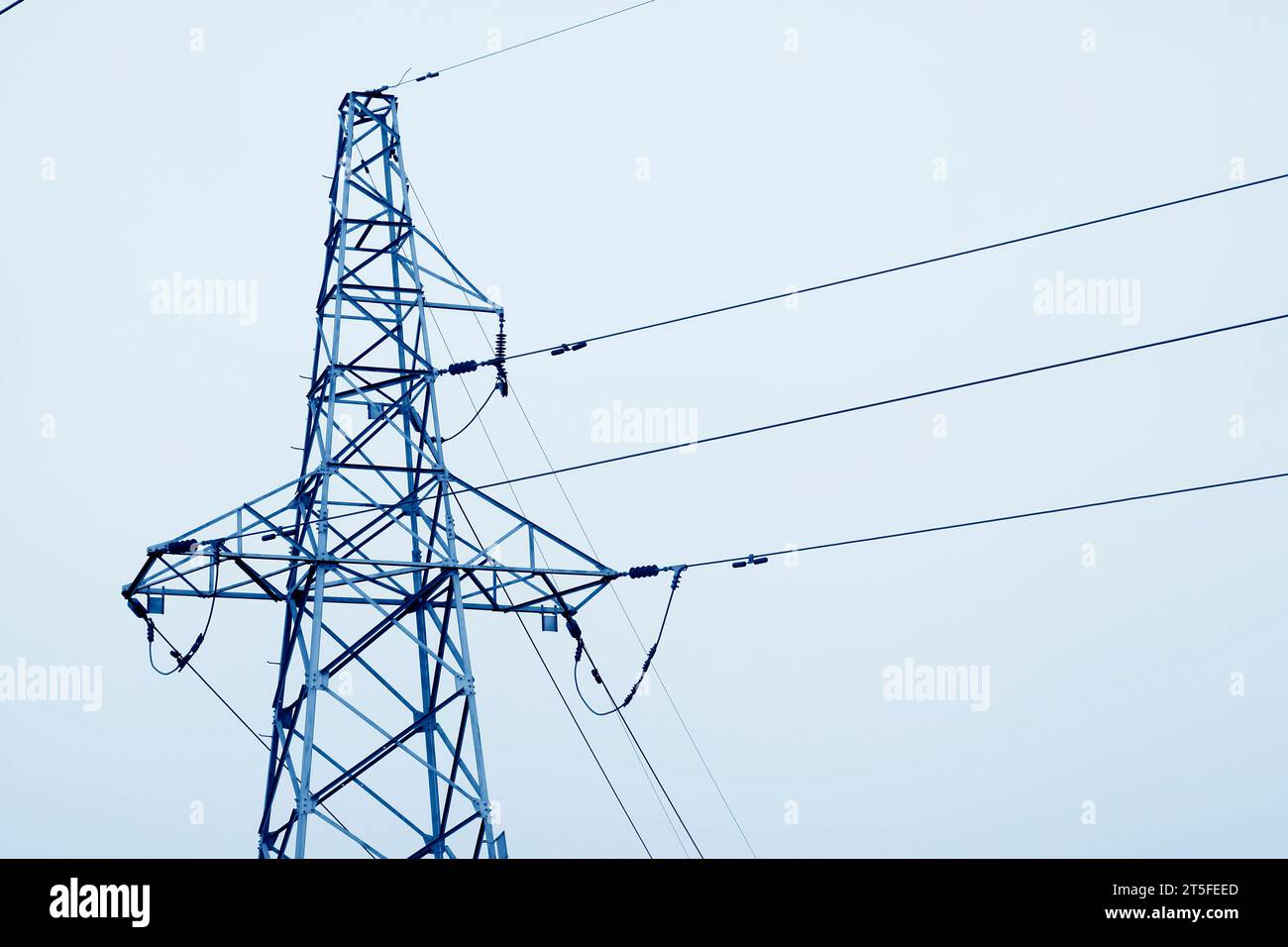electric tower in the sky, steel power transmission facilities Stock ...
