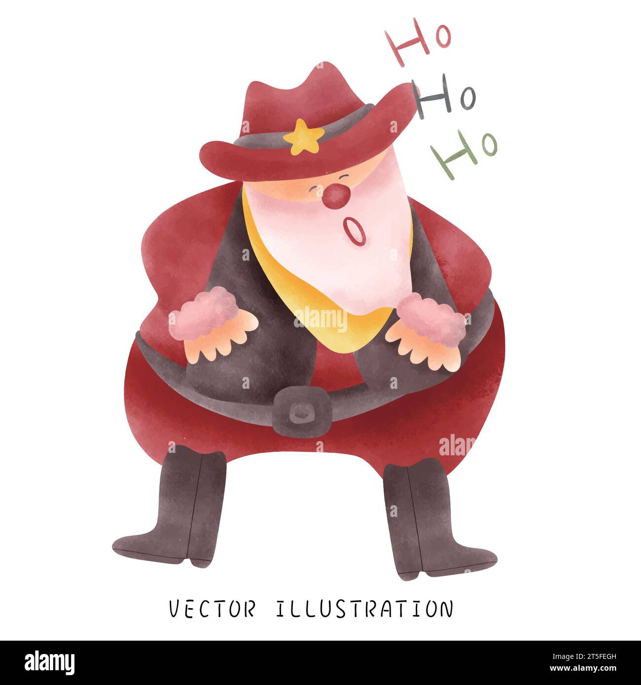 Western Christmas Series with Cowboy Santa Claus Stock Vector Image ...