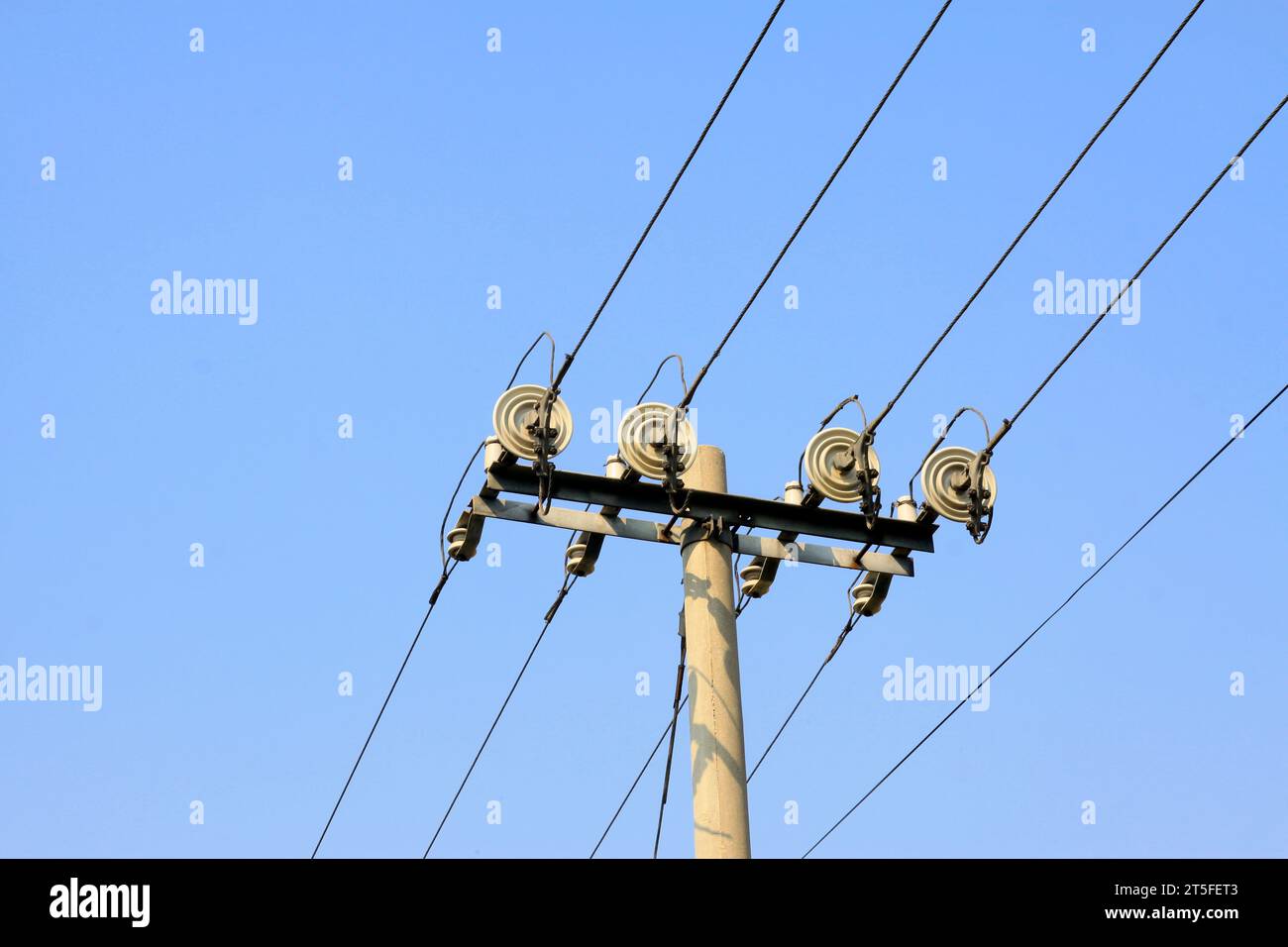 electric power facilities in the blue sky, steel power transmission ...