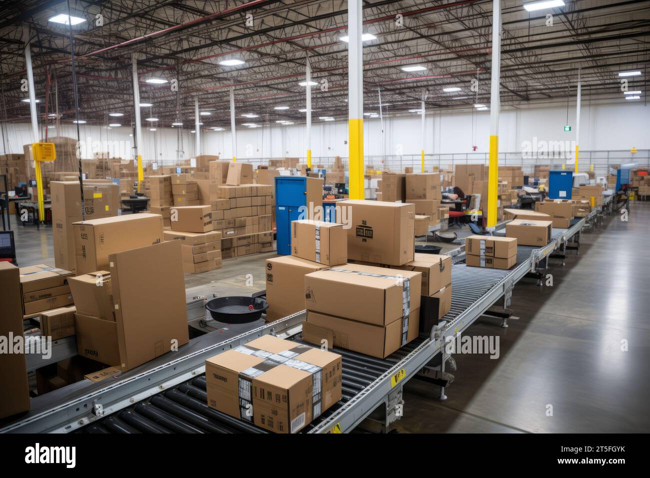 Automated warehouse fulfillment center with continuous flow of packages ...