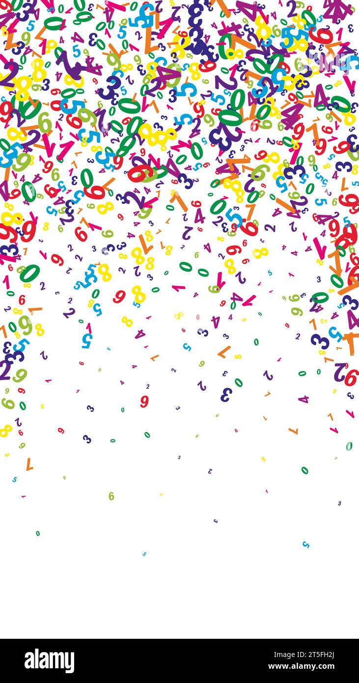 Flying colorful digits and numbers. School math notebook cover. Back to ...