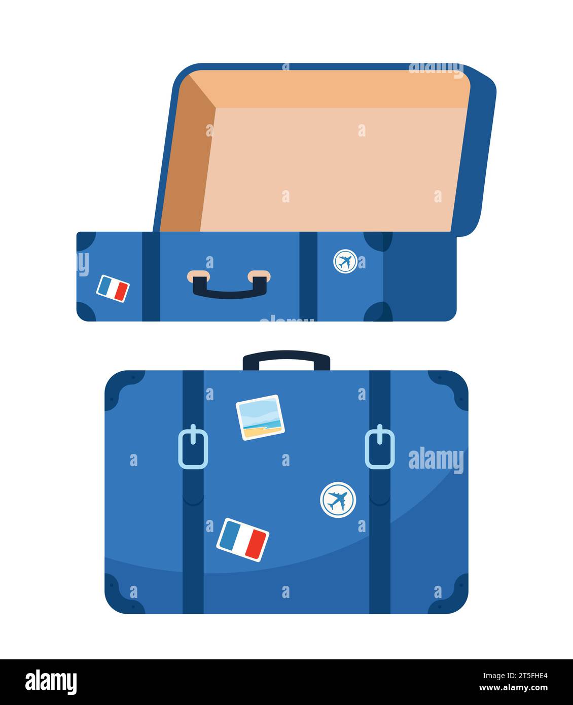 Retro leather suitcase with metal corners, belts and handle. Suitcase ...