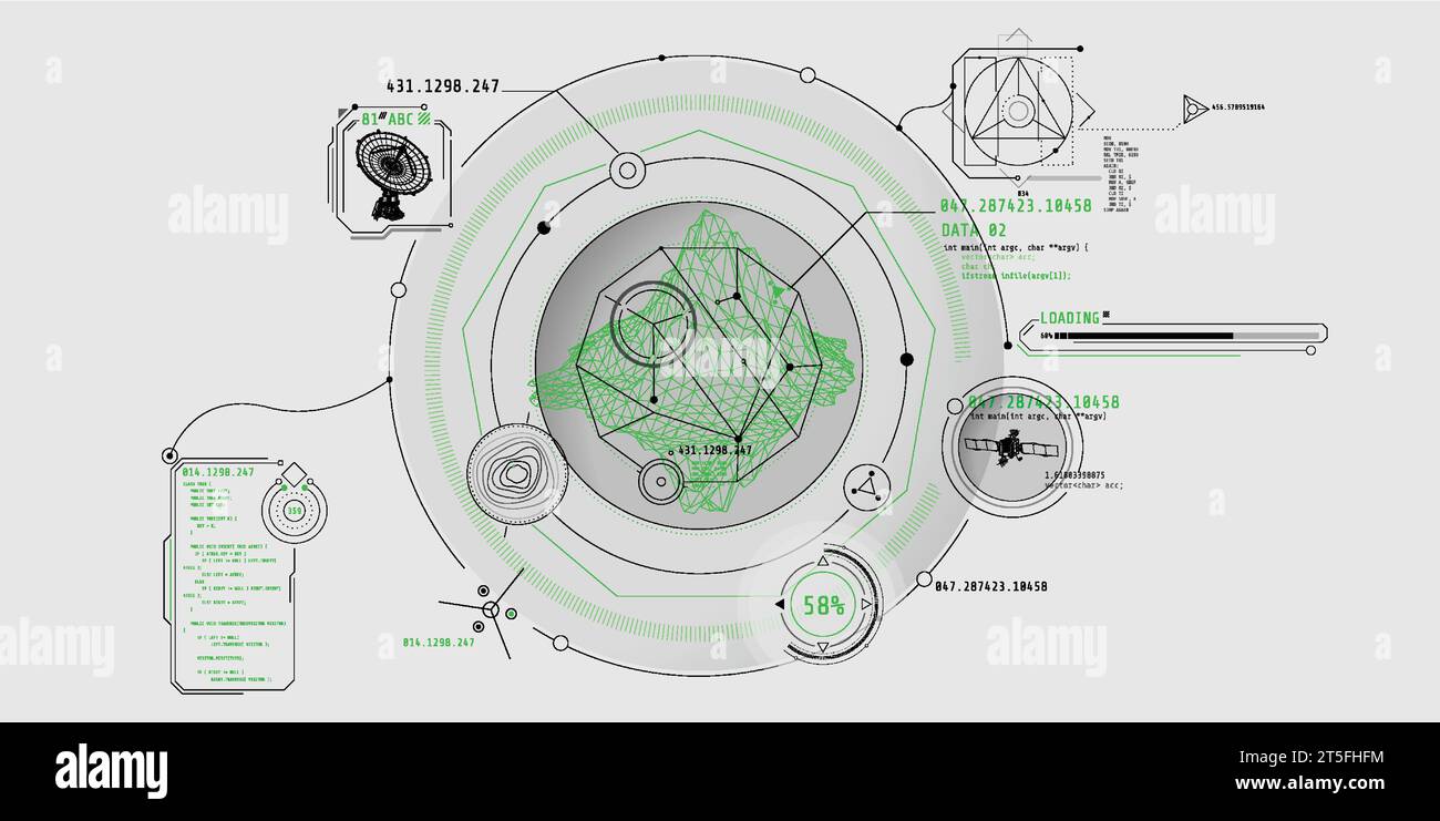 Futuristic HUD interface for planetary geological exploration Stock ...