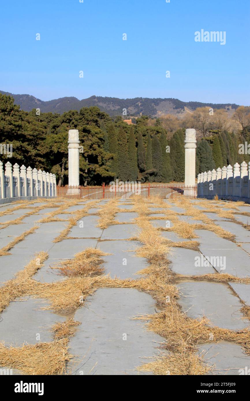 The Five holes bridge and stone column landscape architecture, in the ...