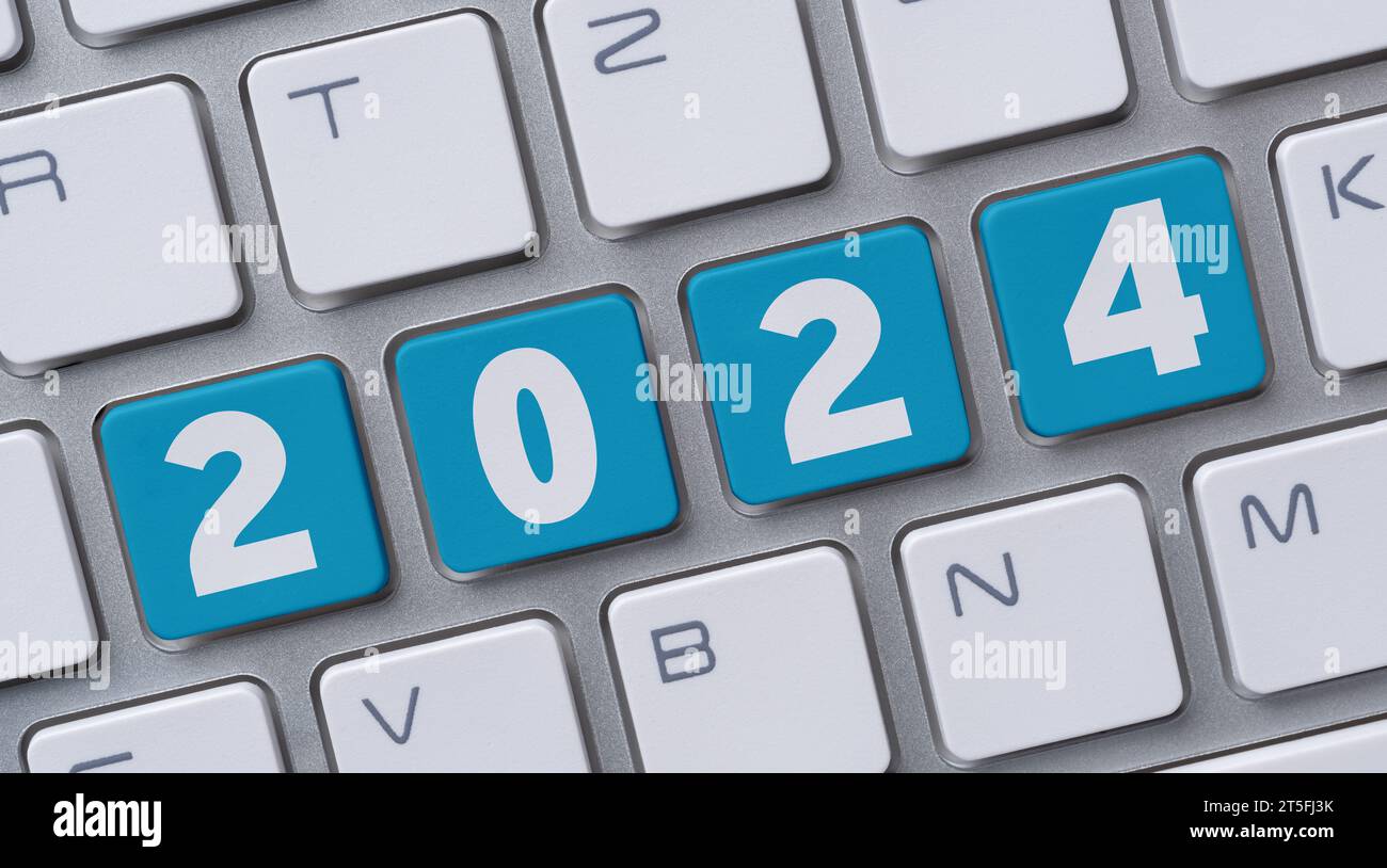 A computer keyboard with the word 2024 Stock Photo - Alamy
