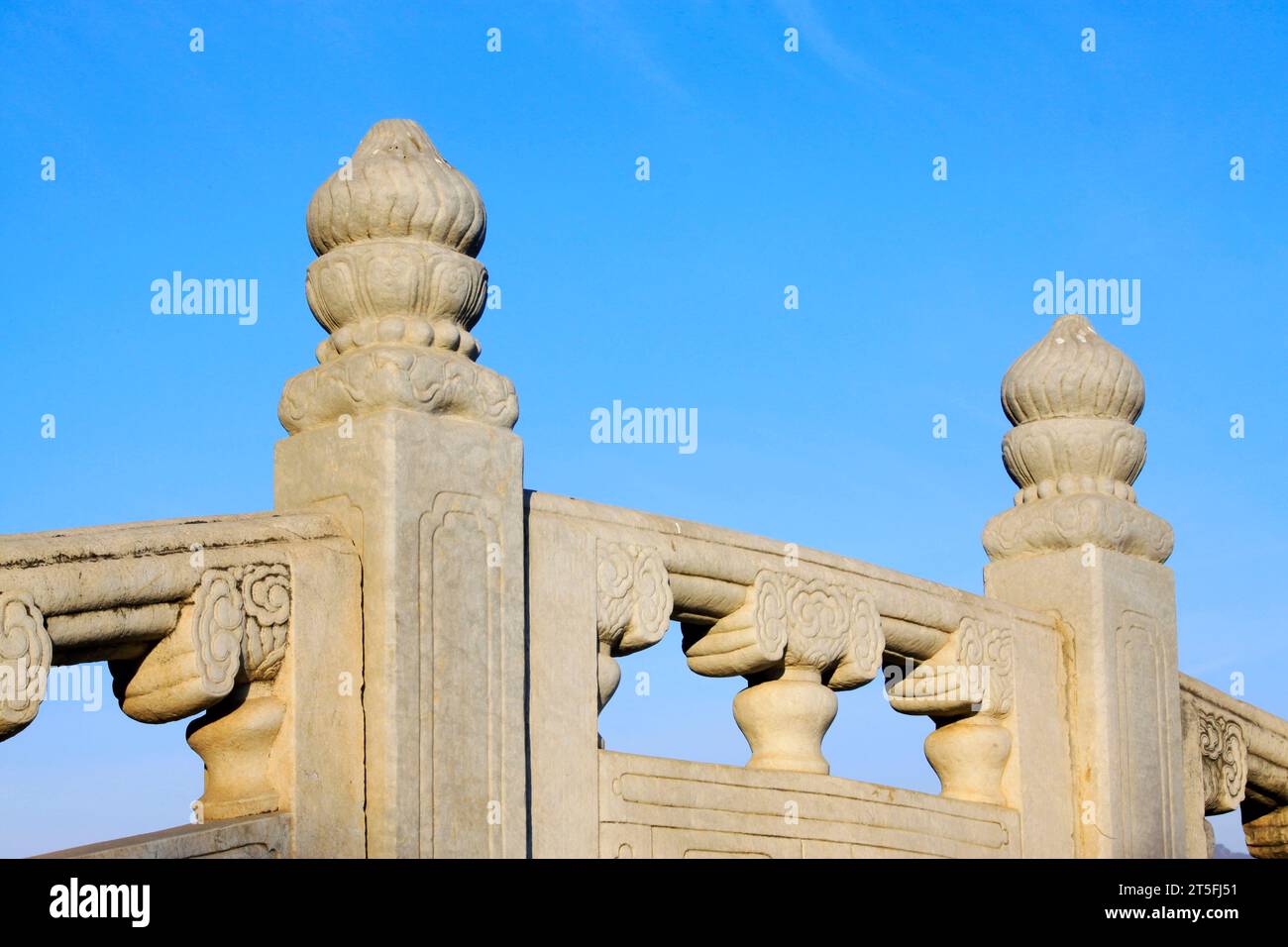 Chinese traditional style stone bridge railings in the Eastern Tombs of ...