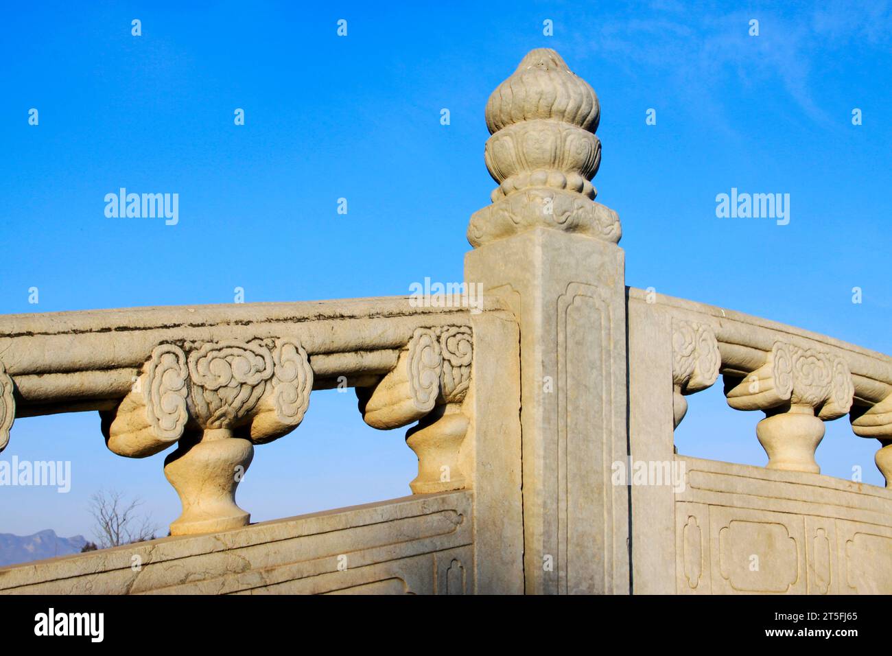 Chinese traditional style stone bridge railings in the Eastern Tombs of ...