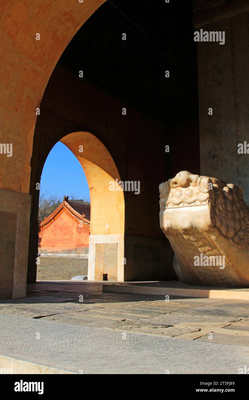 huge turtle stone carving, in the Eastern Tombs of the Qing Dynasty, on ...