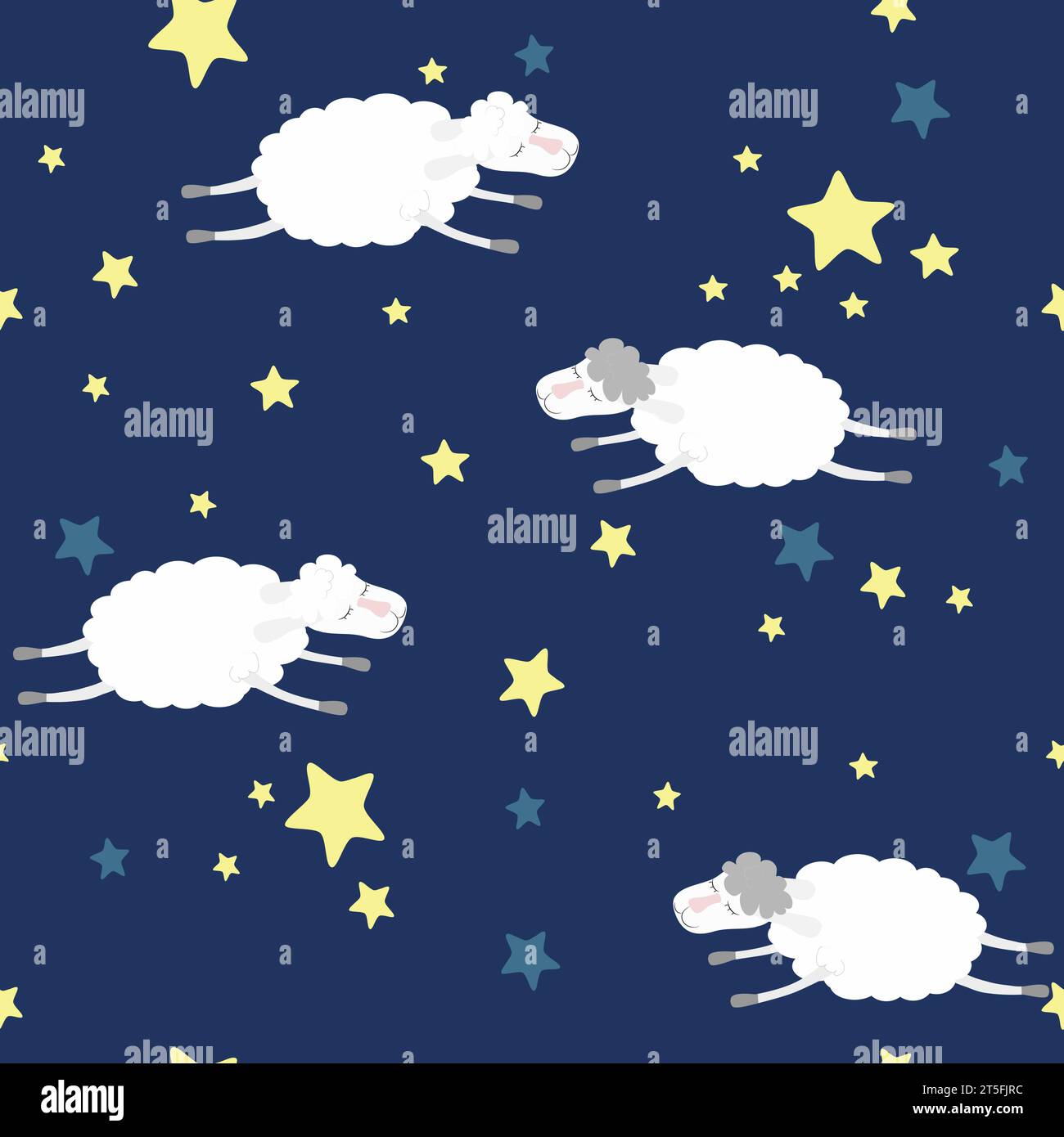 Seamless pattern white sheep jumping in the night sky. Pattern for ...