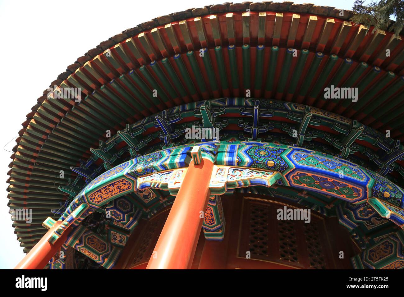traditional Chinese style eaves architecture landscape in the Jingshan ...