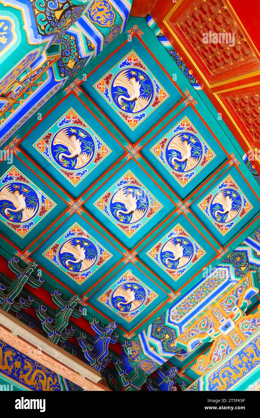 BEIJING - DECEMBER 22: The paint the ceiling in the Wanchun Pavilion of ...