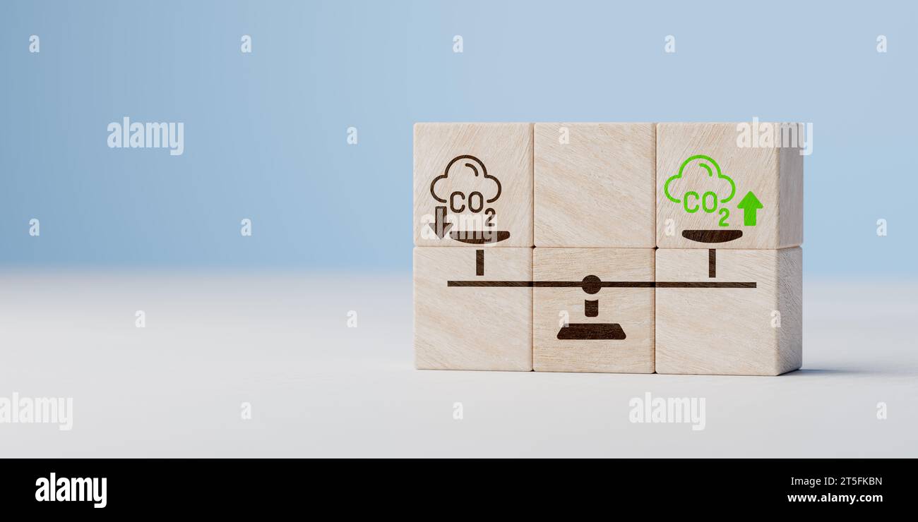 Carbon neutral balancing CO2 emission offset concept. Carbon neutrality ...