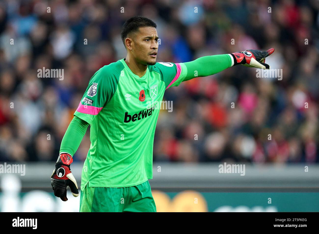 West Ham United goalkeeper Alphonse Areola during the Premier League ...