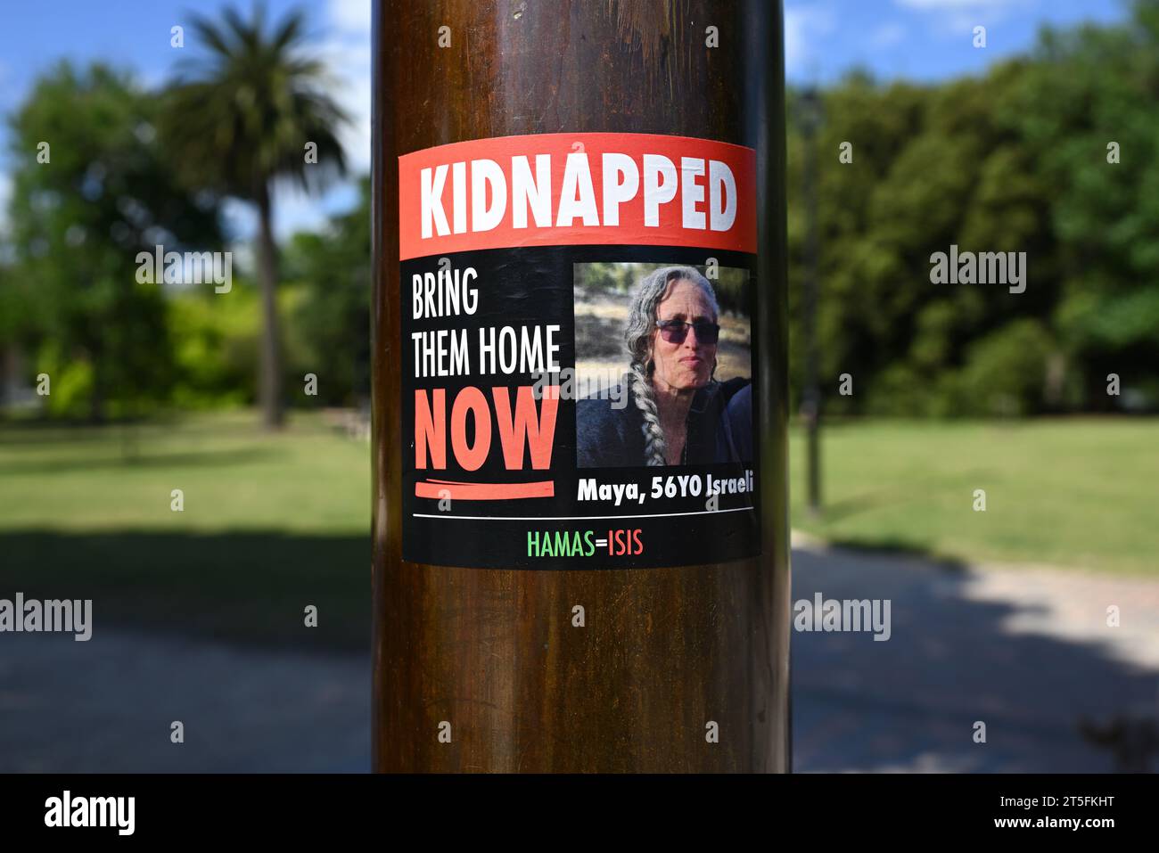 Kidnapped bring them home sticker, featuring 56 year old Israeli Maya ...