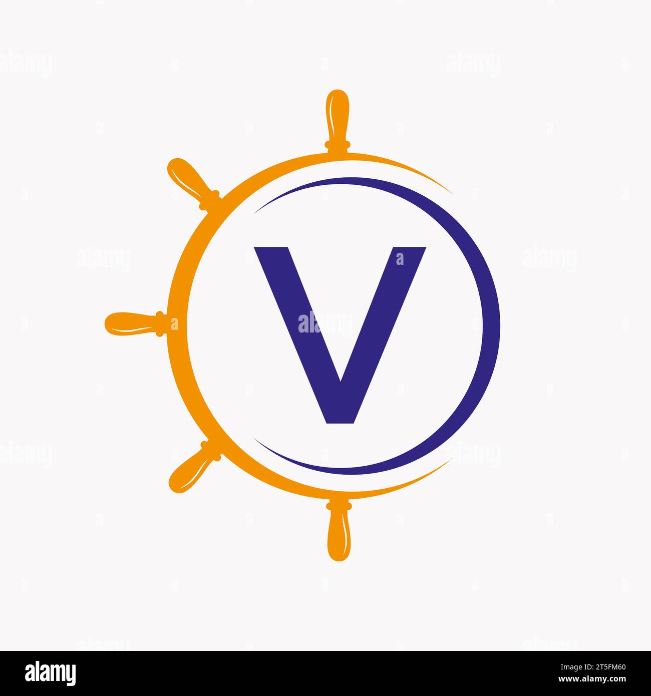 Letter V Ship Logo Concept With Ship Wheel Symbol Vector Template Stock ...