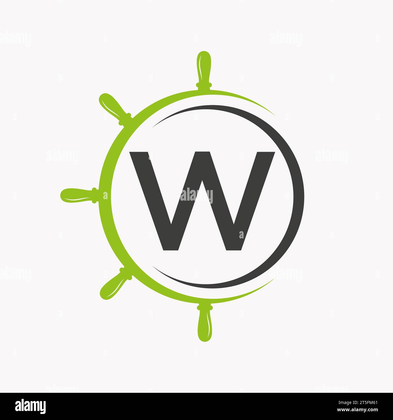 Letter W Ship Logo Concept With Ship Wheel Symbol Vector Template Stock ...