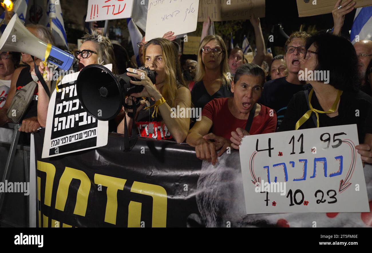 Protesters gather near Prime Minister Benjamin Netanyahu's private home ...
