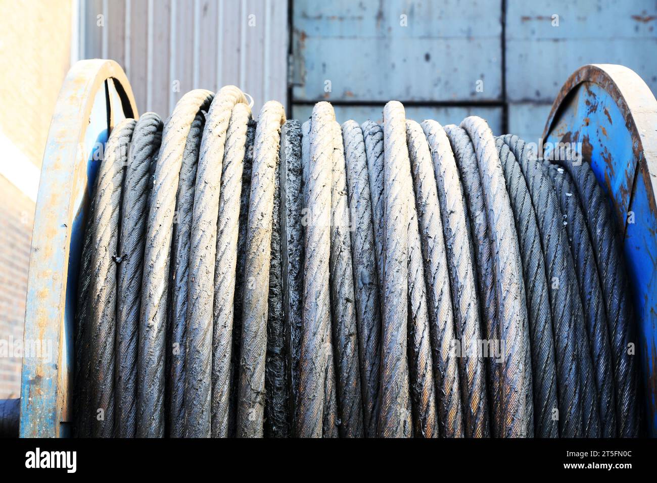 steel wire rope full of greasy dirt, closeup of photo Stock Photo - Alamy