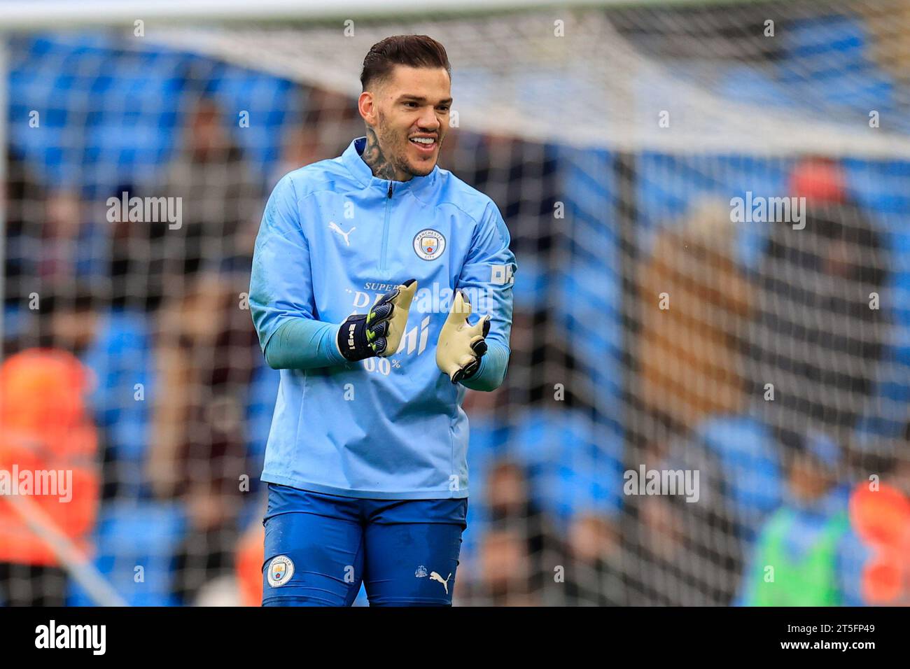 Ederson #31 of Manchester City during the warm-up ahead of the Premier ...