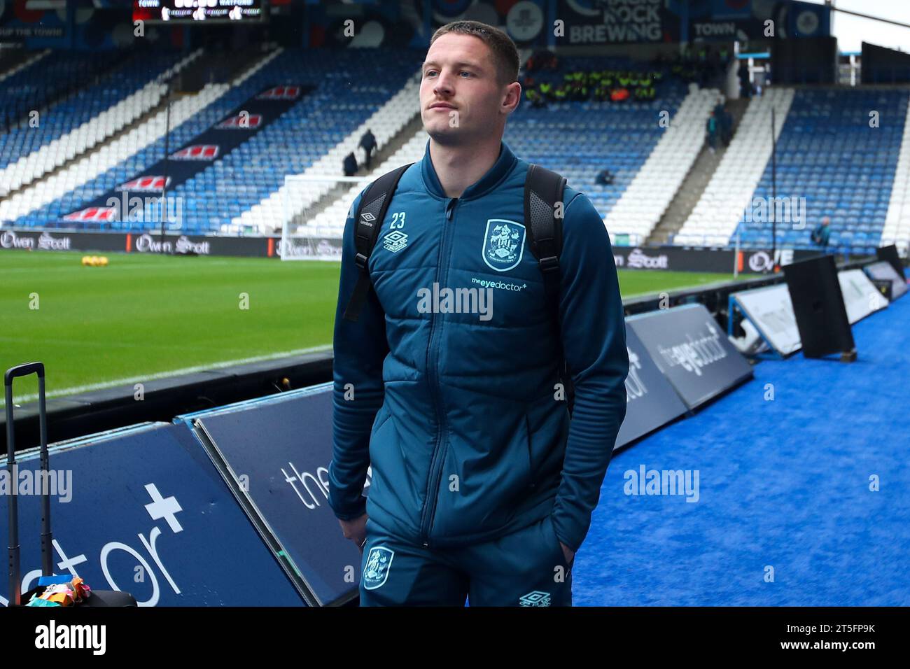 Ben Wiles of Huddersfield Town arrives during the Sky Bet Championship ...