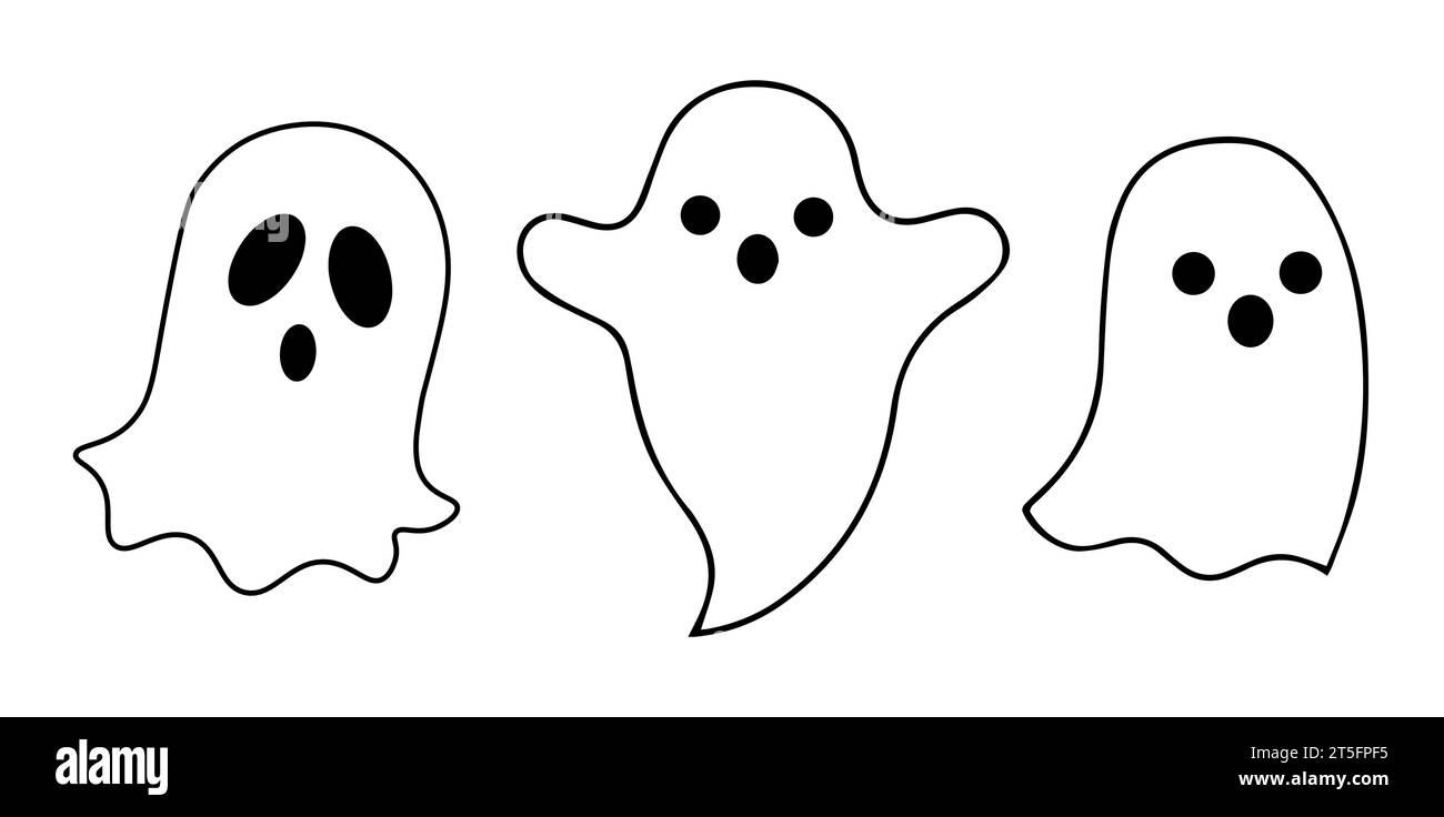 Halloween Ghost Silhouette Set, Ghost Collection, White Background ...