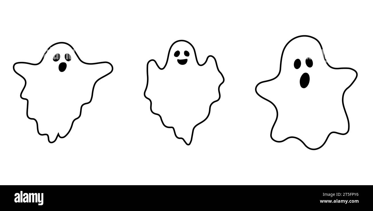 Halloween Ghost Silhouette Set, Ghost Collection, White Background ...